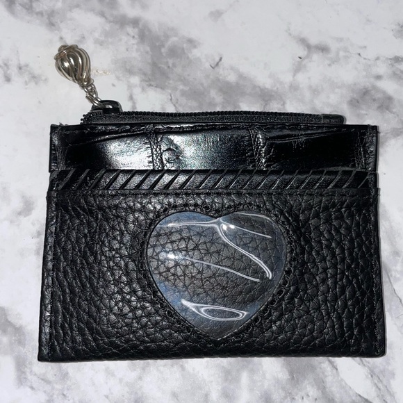 Brighton | Bags | Brighton Black Heart Wallet Coin Purse Croc Leather ...